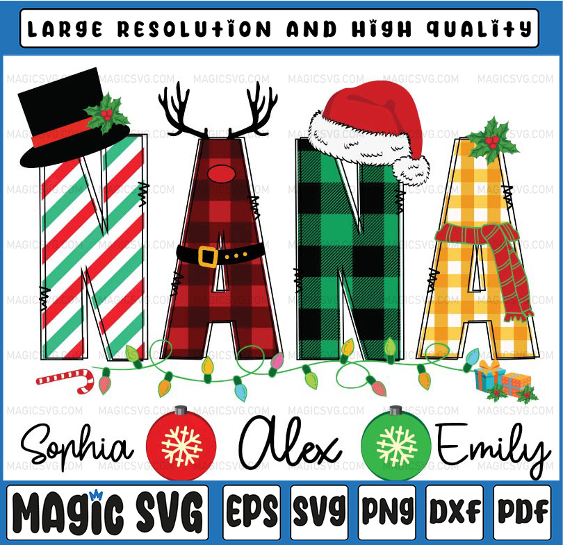 Personalized Names NANA Holiday Png, Nana Christmas, Grandki | Inspire ...