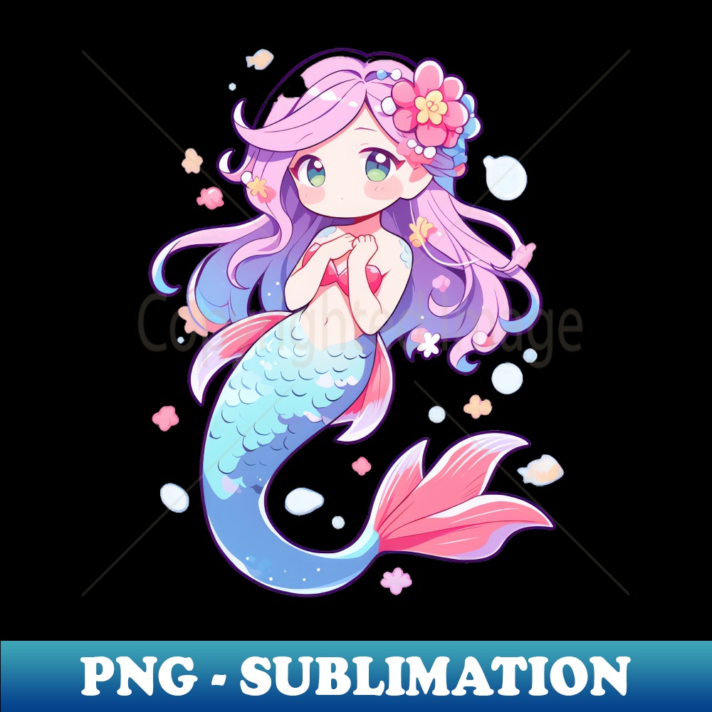 Cute Chibi Mermaid Creature - Exclusive PNG Sublimation Down | Inspire ...