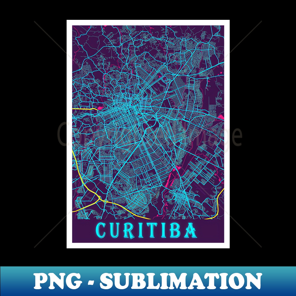 Curitiba Neon City Map Curitiba Minimalist City Map Art Prin - Inspire ...