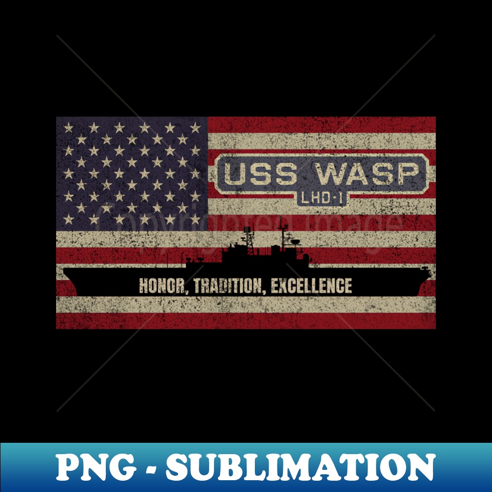 Wasp LHD-1 Amphibious Assault Ship Vintage USA American Flag | Inspire ...