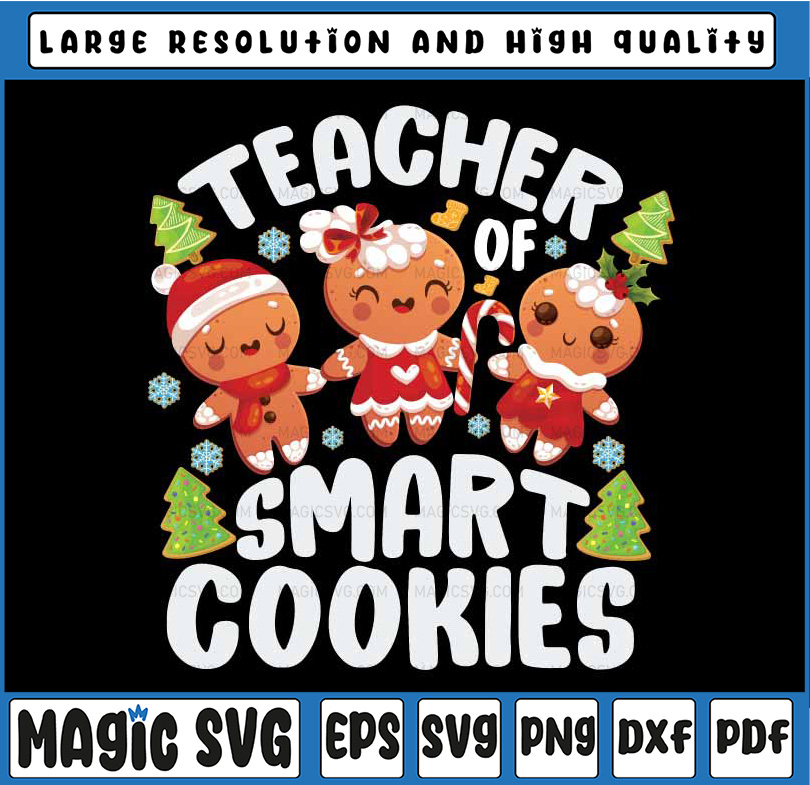 Christmas Teacher Cute Gingerbread Cookies Png, Teacher Chri - Inspire ...