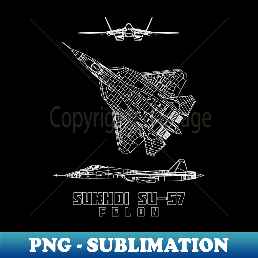 Sukhoi Su-57 Russian Stealth Fighter Plane Blueprint Diagram | Inspire ...