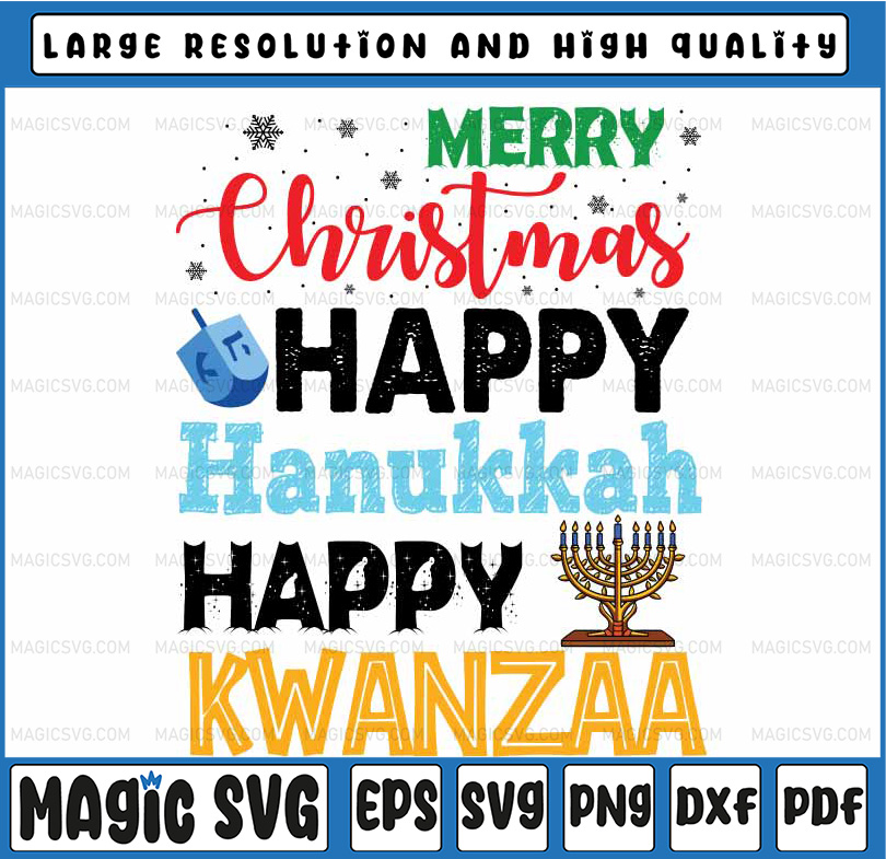 Merry Christmas Happy Hanukkah Happy Kwanzaa Svg, Funny Fami | Inspire ...
