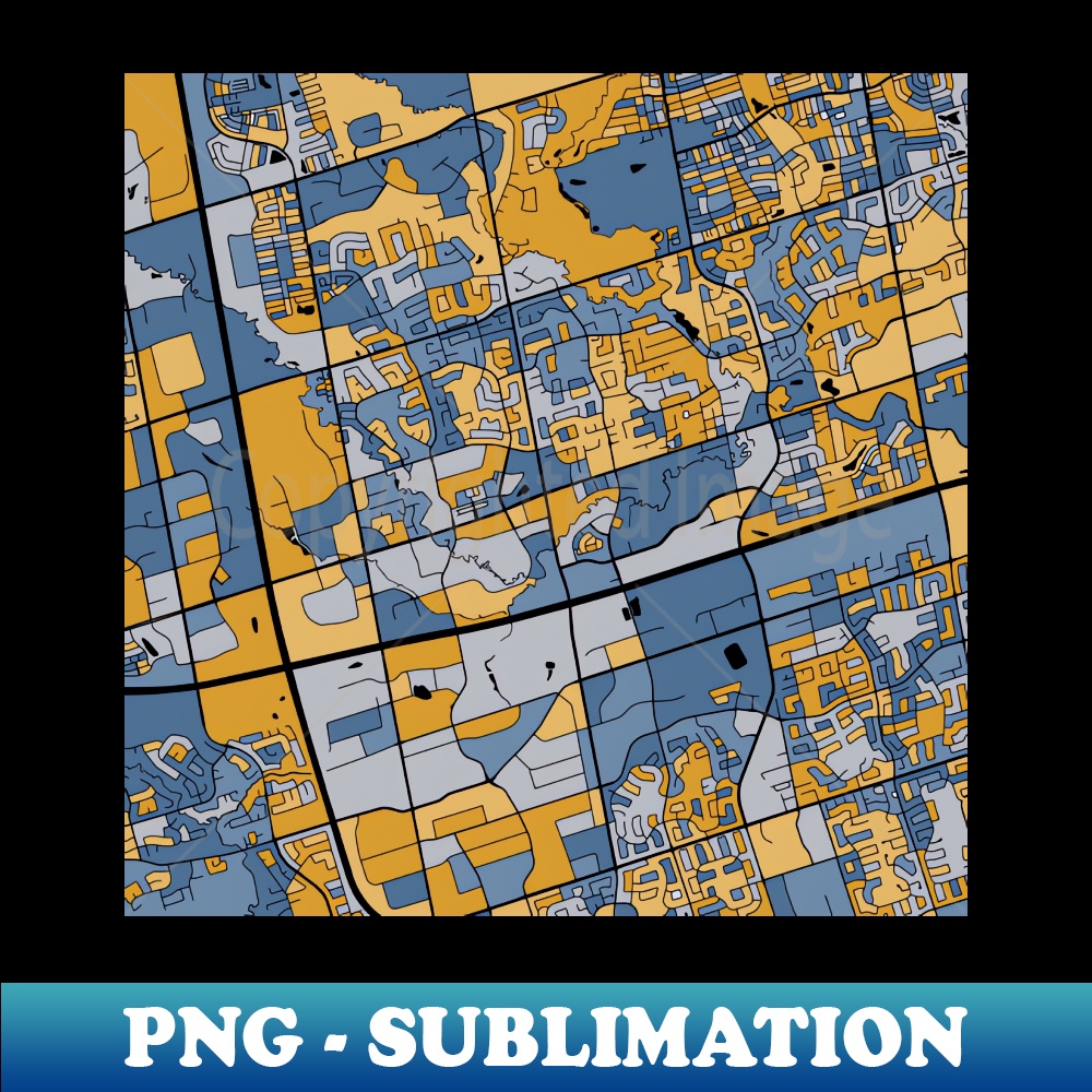 Markham Map Pattern in Blue Gold - High-Resolution PNG Subl - Inspire ...