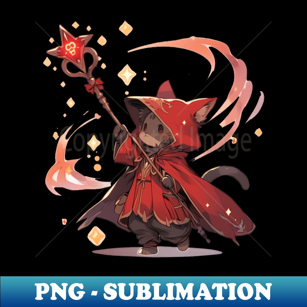 Cute Red Mage Cat Hero - Modern Sublimation PNG File - Defyi | Inspire ...