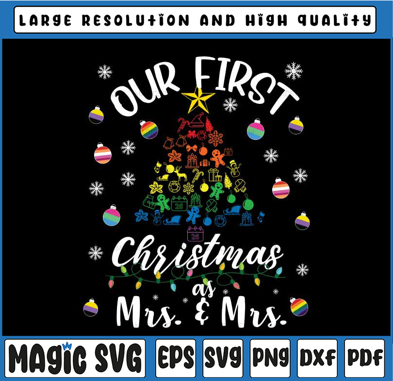Our First Christmas As Mrs & Mrs Lesbian LGBT Trans Rainbow | Inspire ...