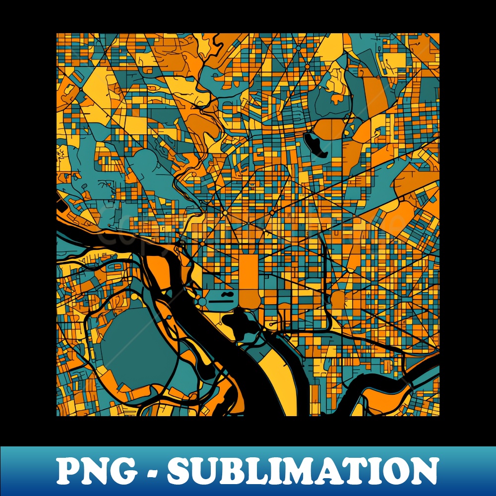 Washington Map Pattern in Orange Teal - Exclusive Sublimati - Inspire ...