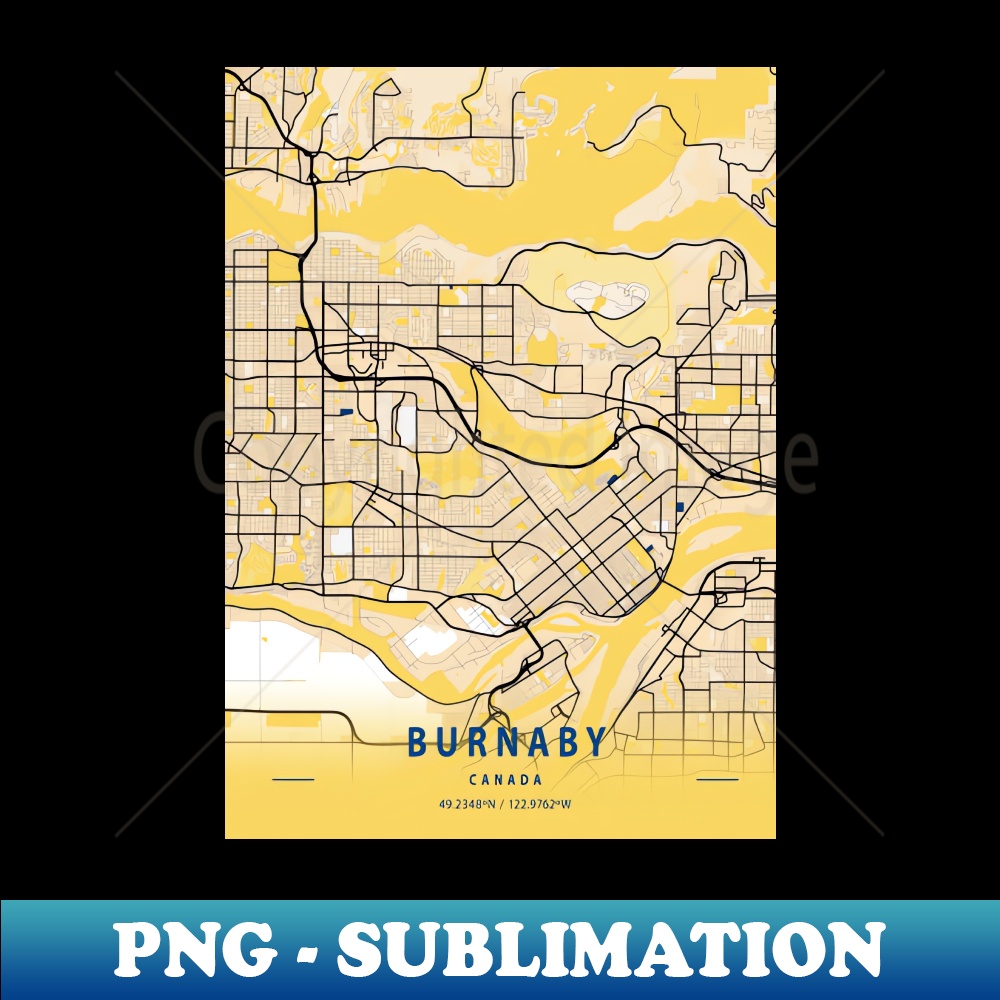 Burnaby - Canada Yellow City Map - Signature Sublimation PNG - Inspire ...