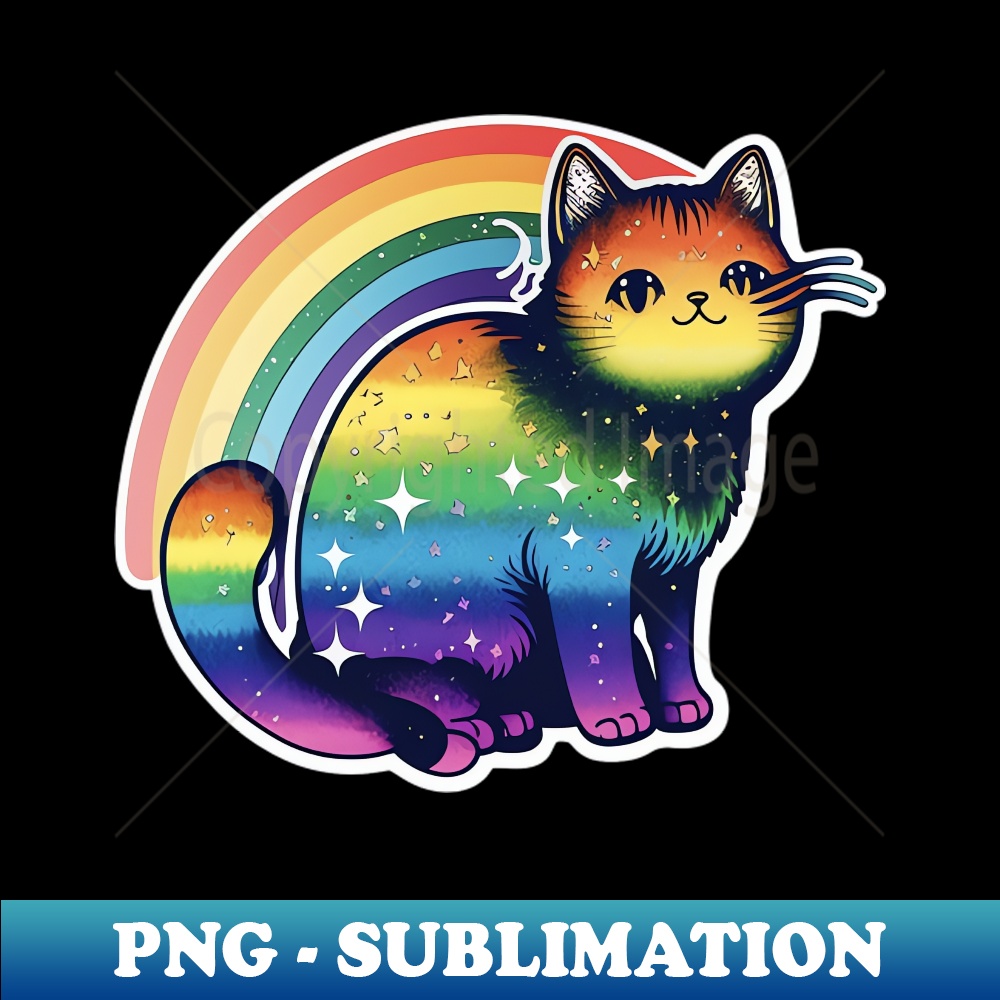 Kawaii Rainbow Kitty VI - Sublimation-Ready PNG File - Add a - Inspire ...