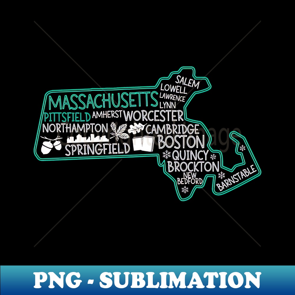 Massachusetts Pittsfield cute map Lowell Lawrence Lynn Worce - Inspire ...