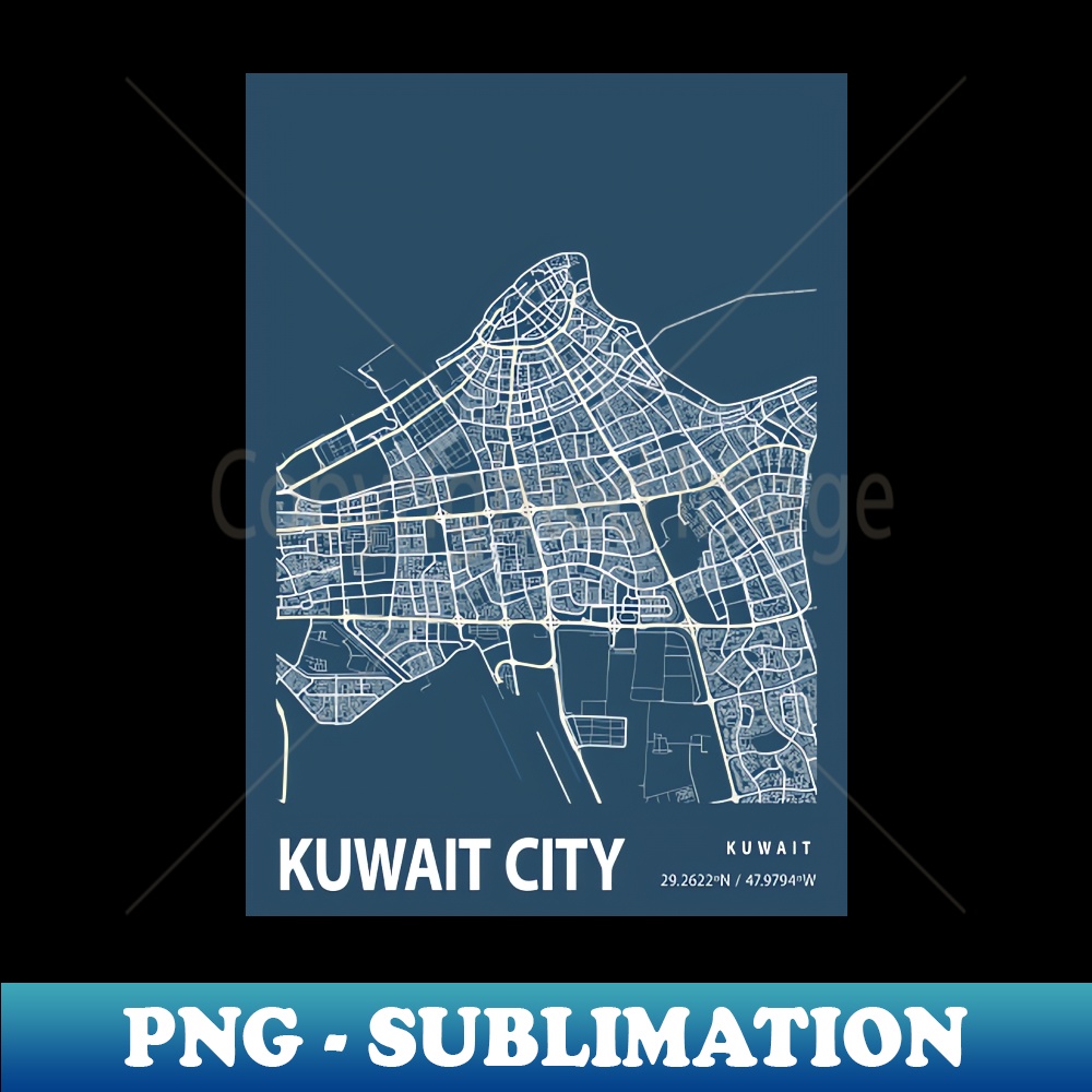 Kuwait City Blueprint Street Map Kuwait City Colour Map Prin - Inspire ...