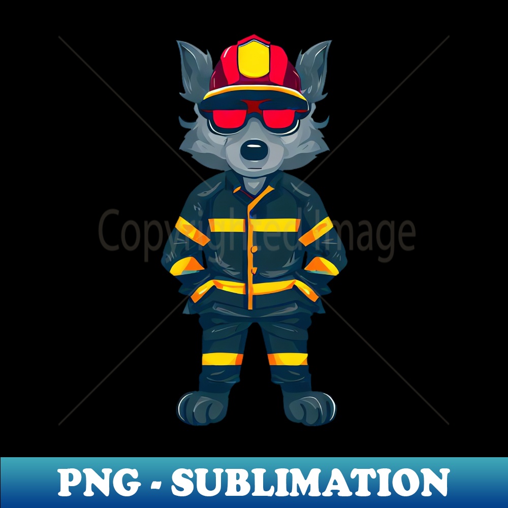 Wolf Fireman - PNG Transparent Digital Download File for Sub - Inspire Uplift