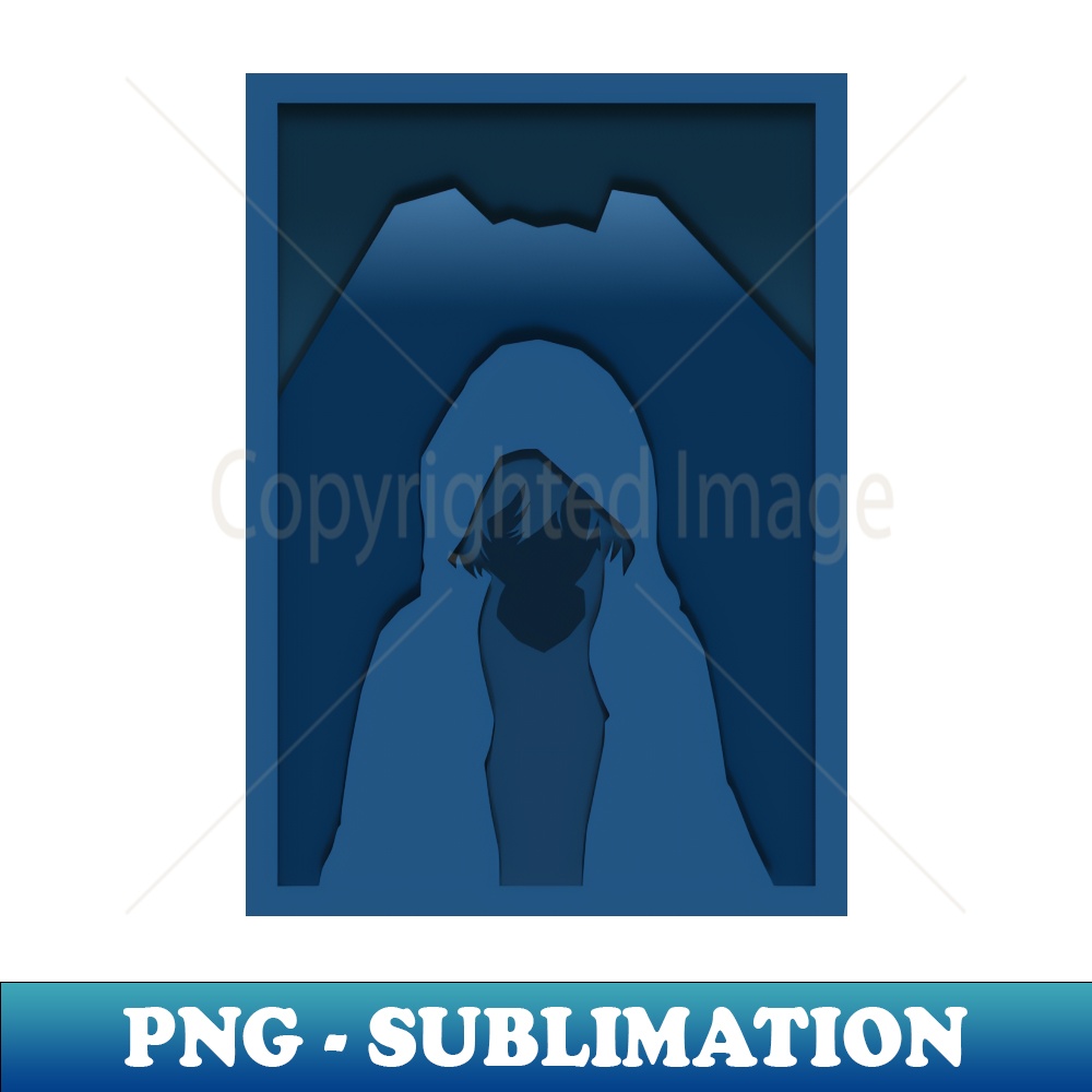 Anime paper cut design with a mountain behind it at night - | Inspire ...