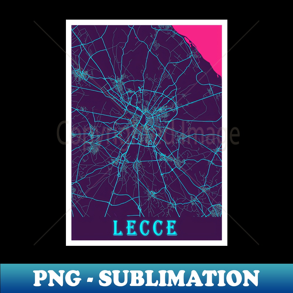 Lecce Neon City Map - Stylish Sublimation Digital Download - - Inspire ...