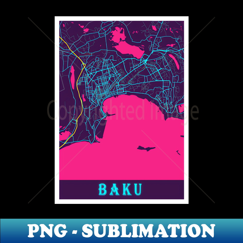 Baku Neon City Map Baku Minimalist City Map Art Print - High - Inspire ...