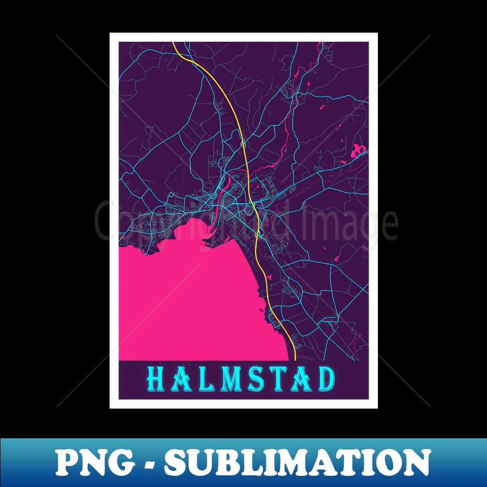 Halmstad Neon City Map - Premium Sublimation Digital Downloa | Inspire ...