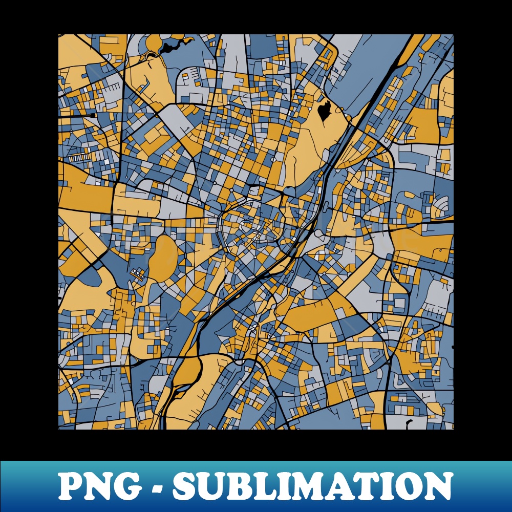 Munich Map Pattern in Blue Gold - Aesthetic Sublimation Dig - Inspire ...