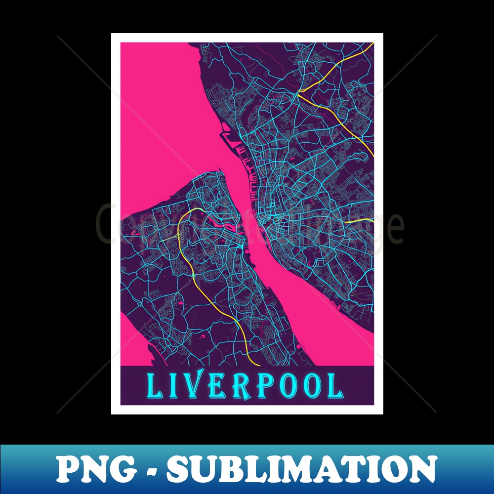 Liverpool Neon City Map Liverpool Minimalist City Map Art Pr - Inspire ...