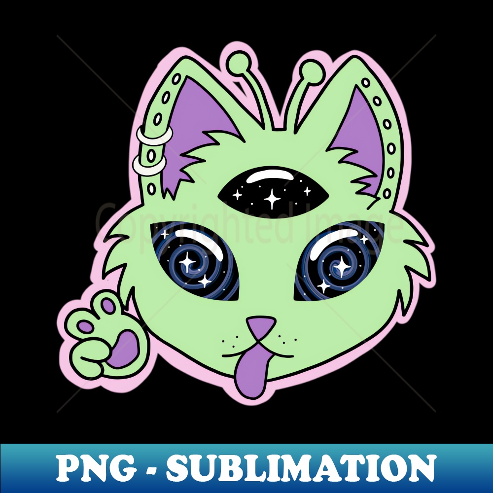 Trippy Alien Kitty - No Background - Professional Sublimatio | Inspire ...
