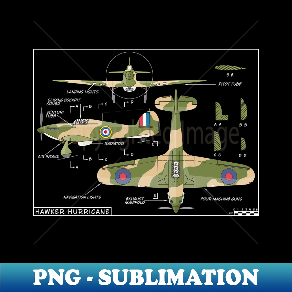 Hawker Hurricane British WW2 Fighter Aircraft Diagram Gift - | Inspire ...