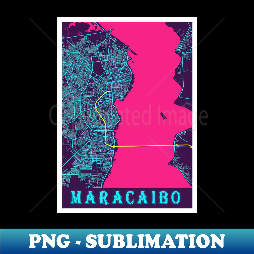 Maracaibo Neon City Map Maracaibo Minimalist City Map Art Pr | Inspire ...
