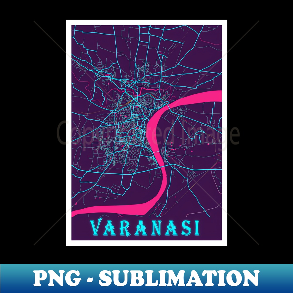 Varanasi Neon City Map Varanasi Minimalist City Map Art Prin | Inspire ...