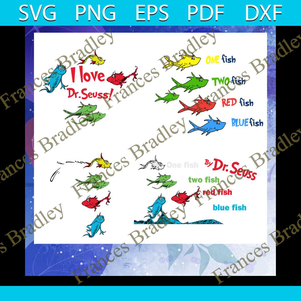 One fish two fish red fish blue fish svg, Dr seuss svg, Grin | Inspire ...