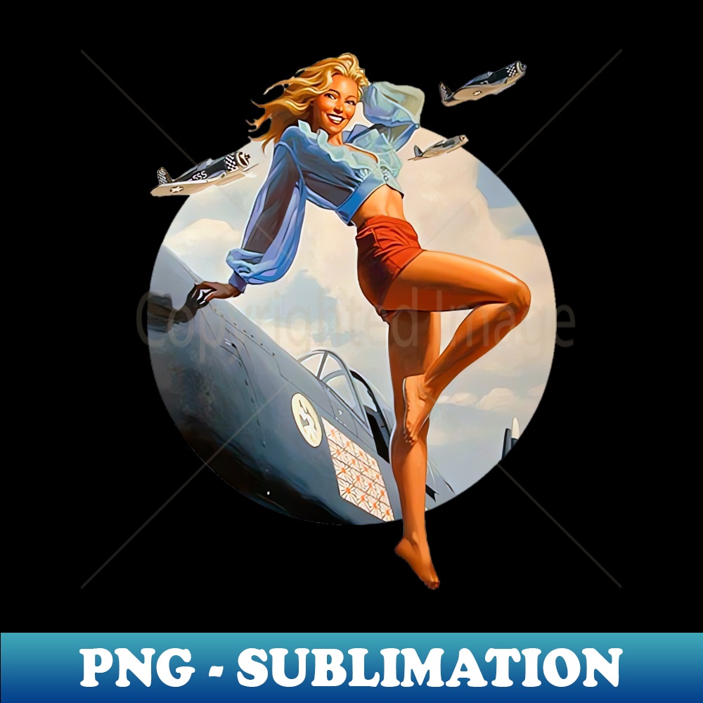 Pin-up blonde Air force in WWII 40s - PNG Transparent Sublim - Inspire ...