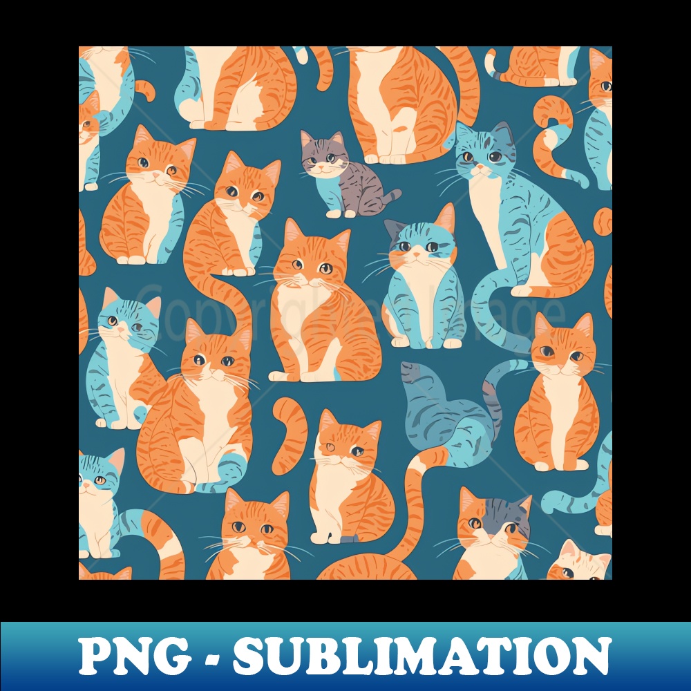 Funny Cats pattern - PNG Transparent Sublimation Design - Tr - Inspire ...