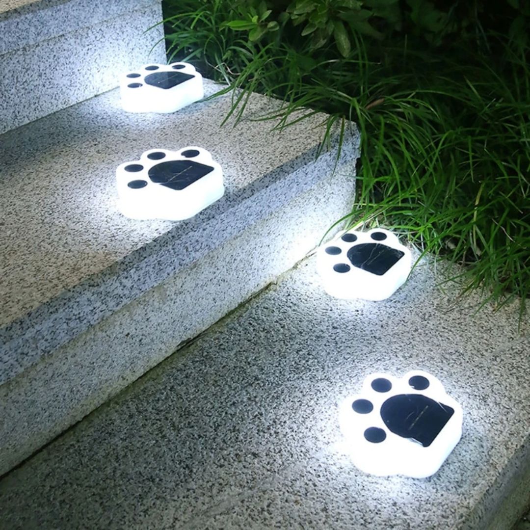 Outdoor Solar Powered Garden Cat Paw Lawn Lights Solar Cute - Inspire ...