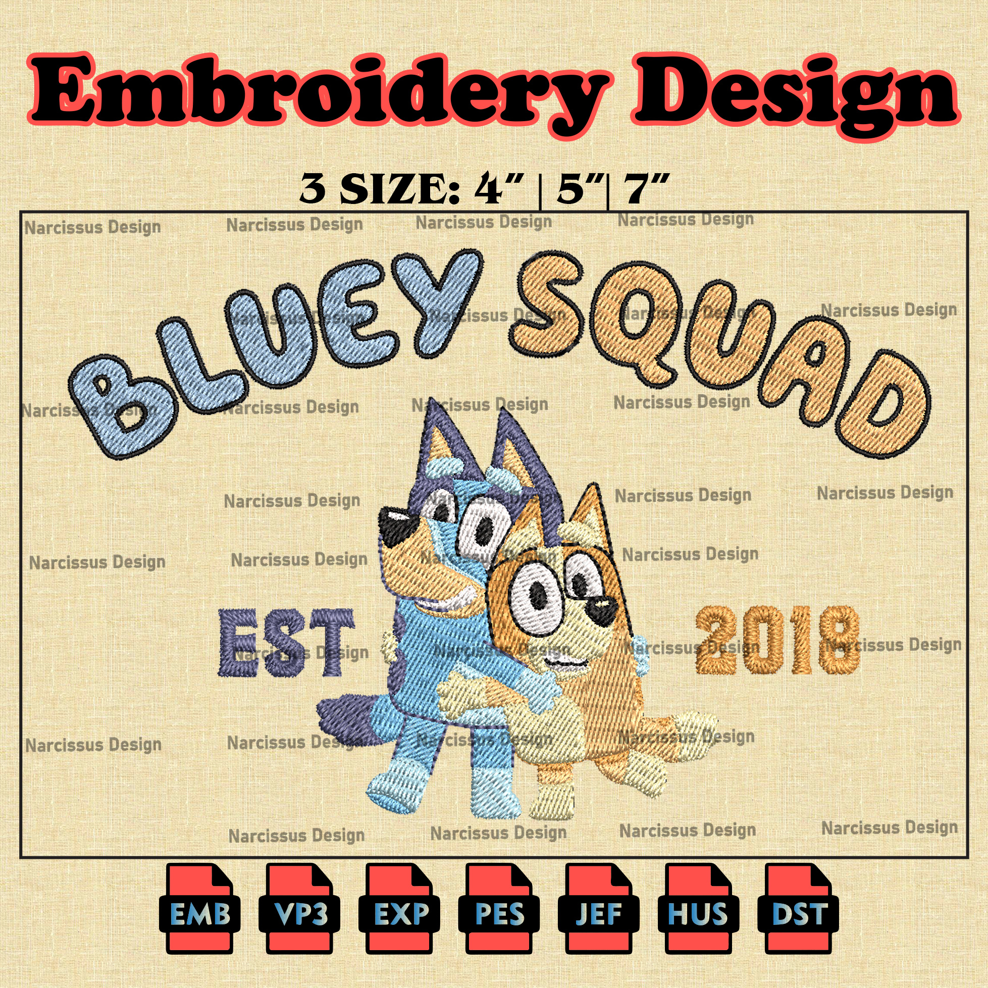Bluey Machine Embroidery Designs, Bluey Chilli Heeler Est E | Inspire ...
