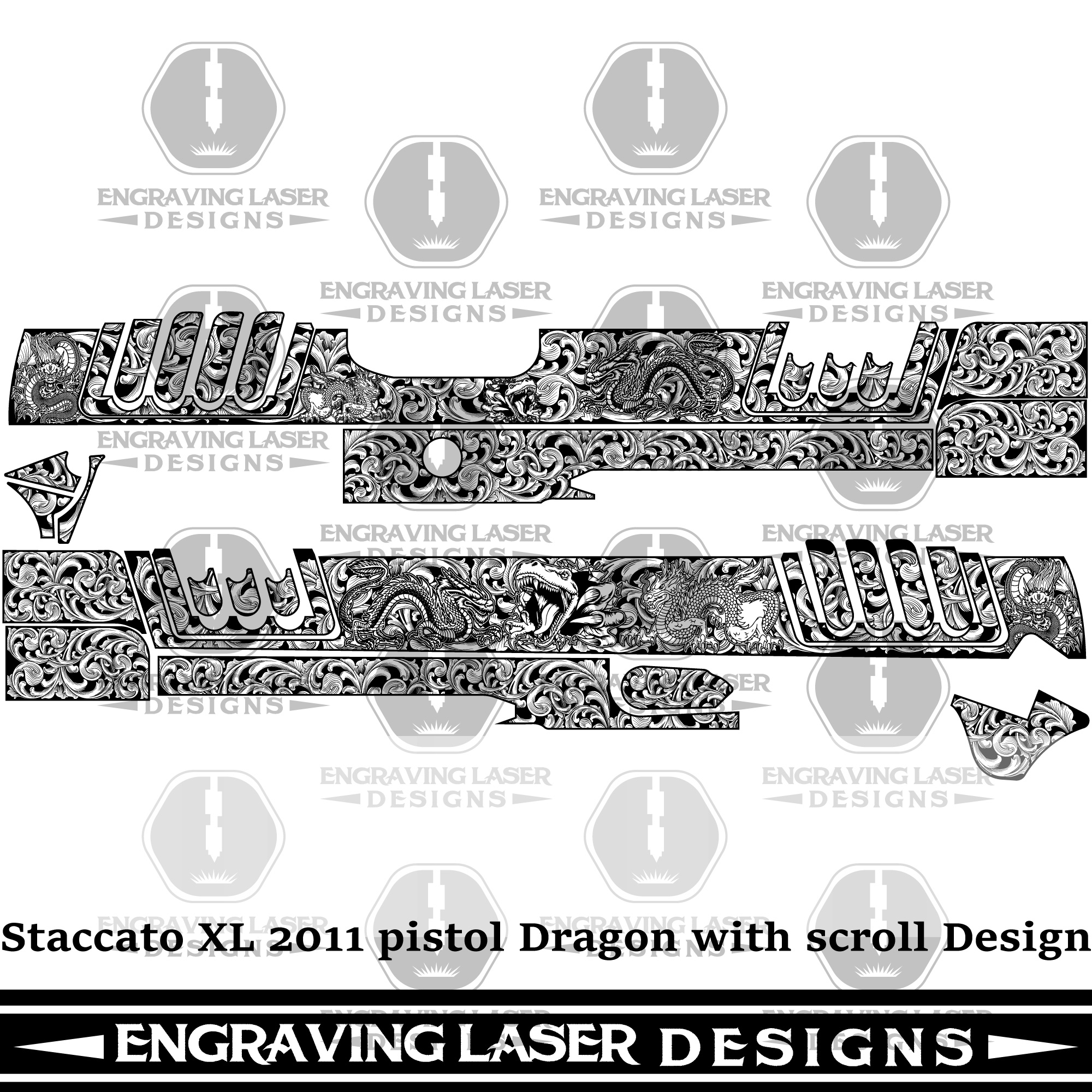 Engraving Laser Designs Staccato XL 2011 pistol Dragon - Inspire Uplift