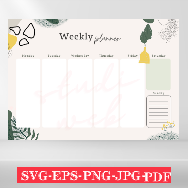 Weekly Planner Template Svg, Calendar svg, Printable Planner | Inspire ...