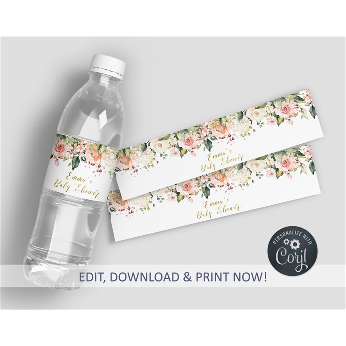 EDITABLE Boho Floral Bottle Label, Water Labels Printable Bi | Inspire ...