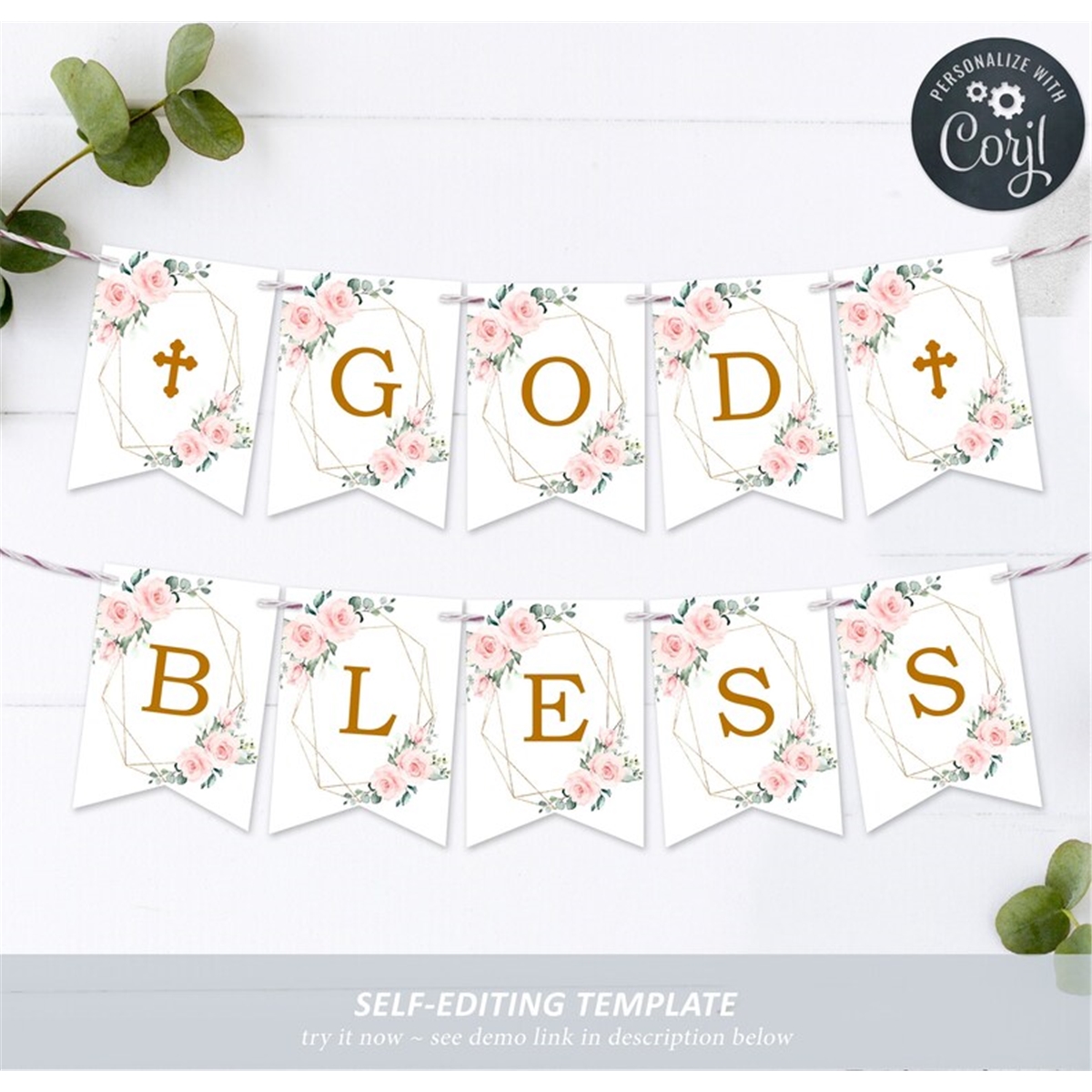 EDITABLE Alphabet Banner Template, Blush Pink Flowers Printa | Inspire ...
