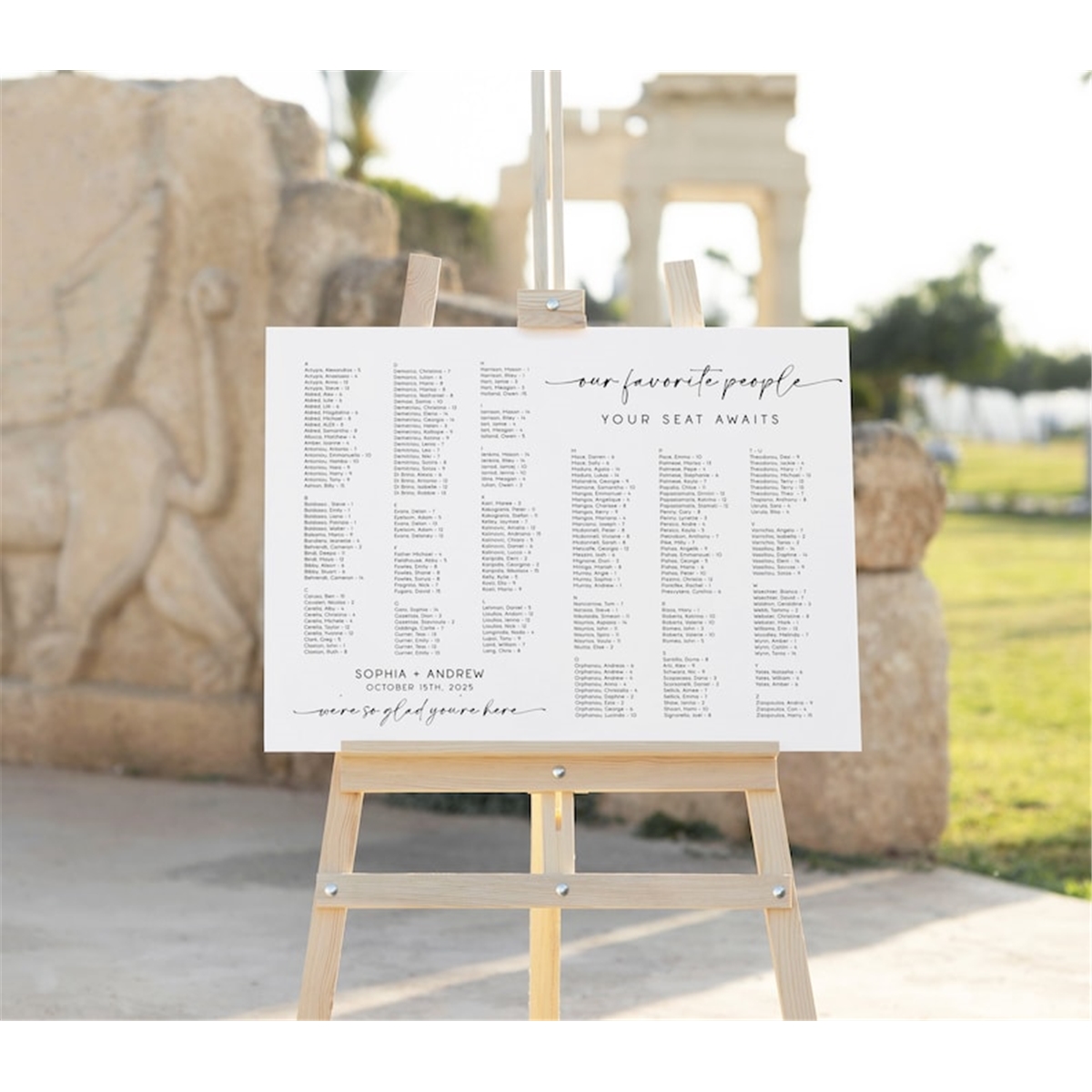 Alphabetical Seating Chart, Our Favorite People EDITABLE Wed | Inspire ...