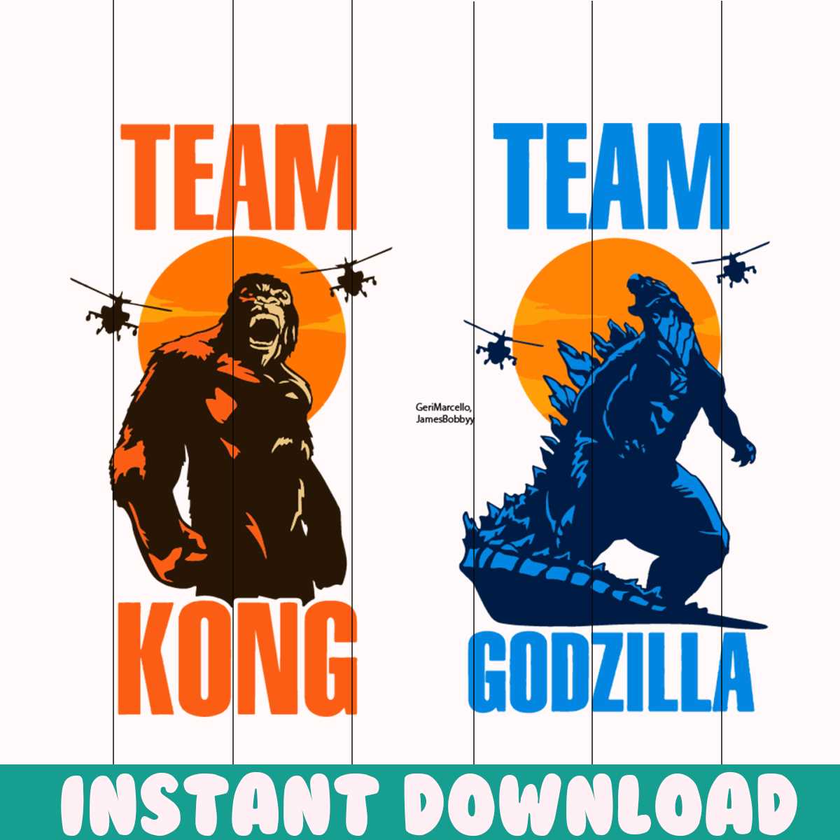 Team Kong & Team Godzilla PNG, Kong PNG, Godzilla Retro Tshi | Inspire Uplift