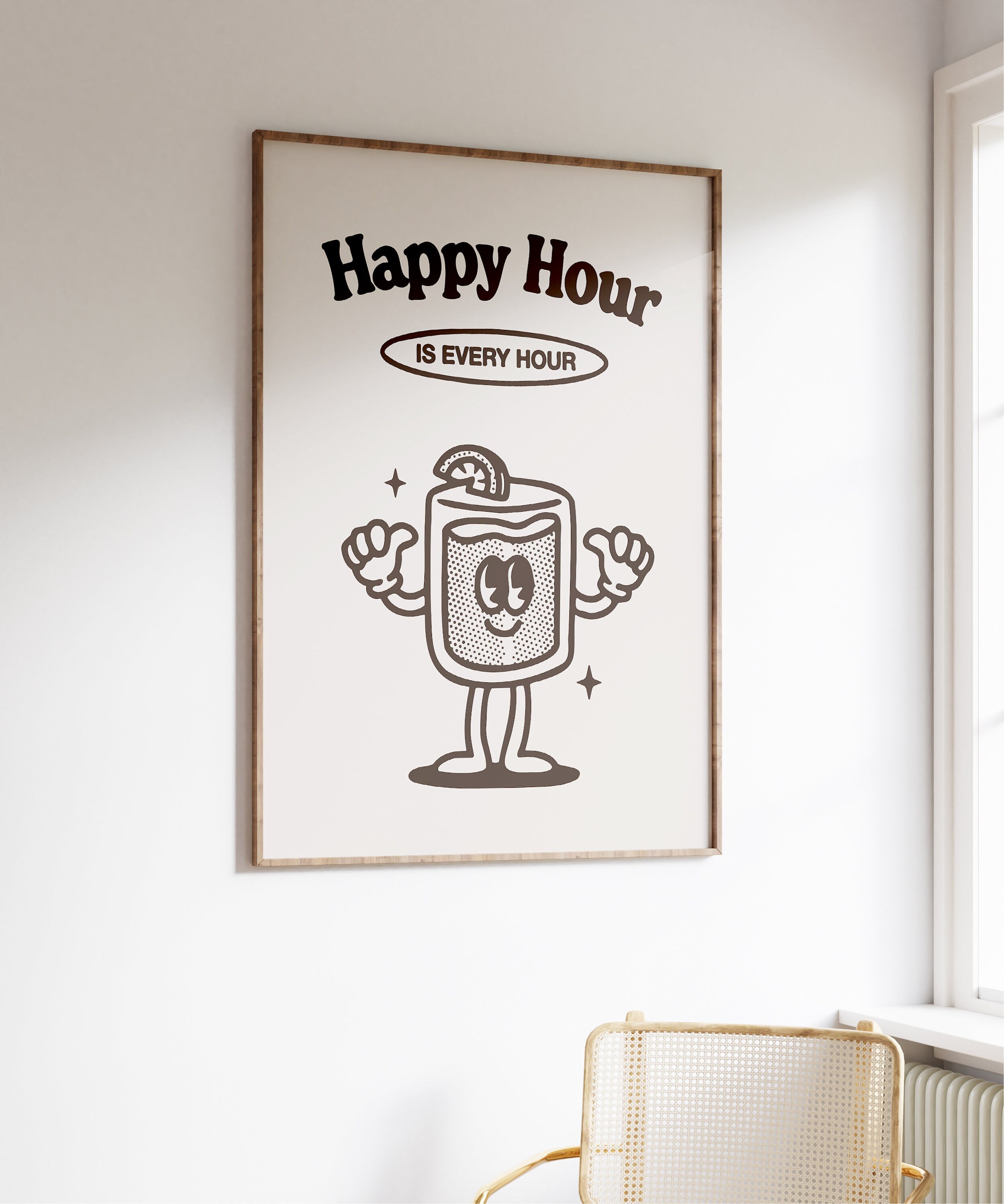 Retro Happy Hour Digital Print, Retro Kitchen Poster, Bar Ca | Inspire ...