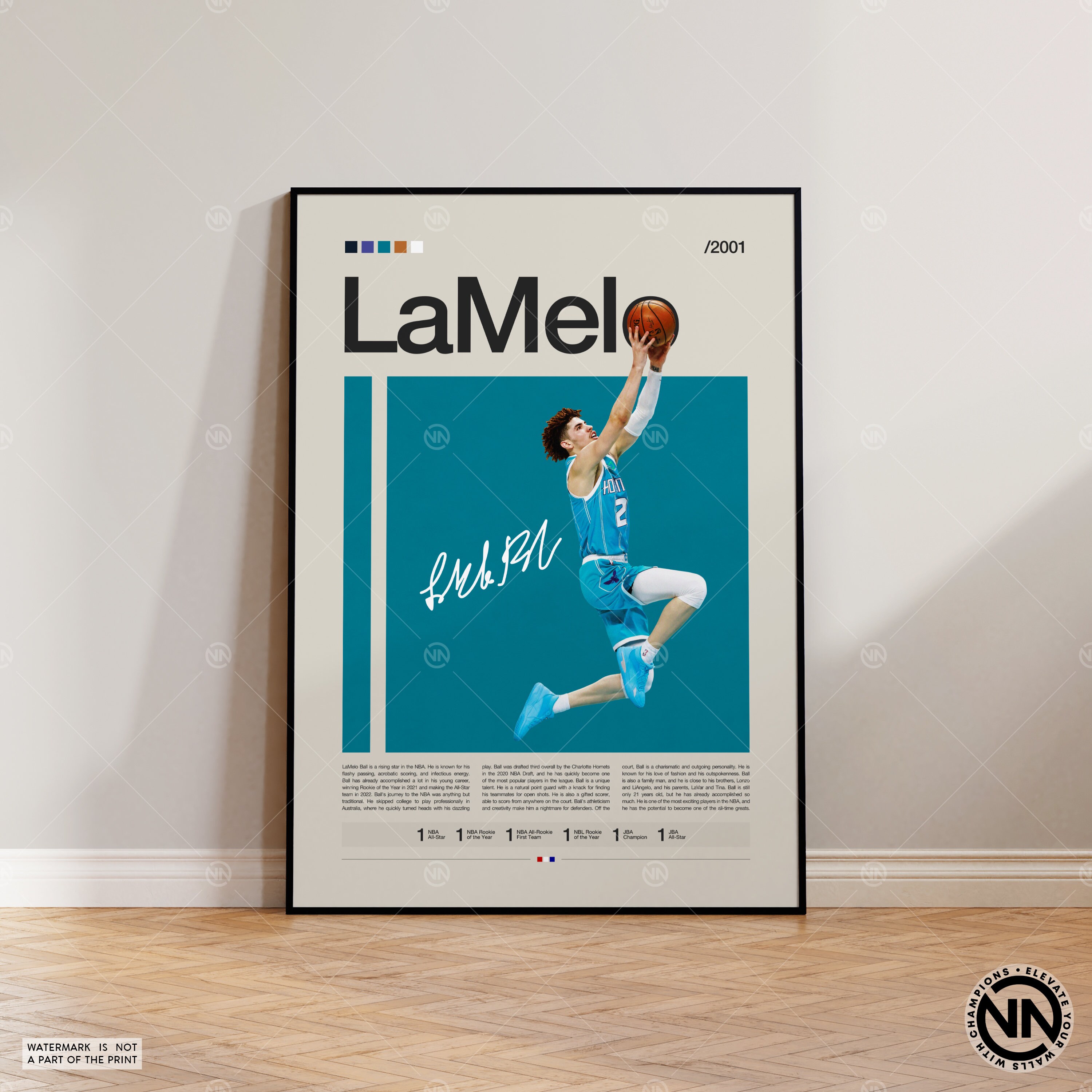 LaMelo Ball Poster, Charlotte Hornets, NBA Poster, Sports Po - Inspire ...