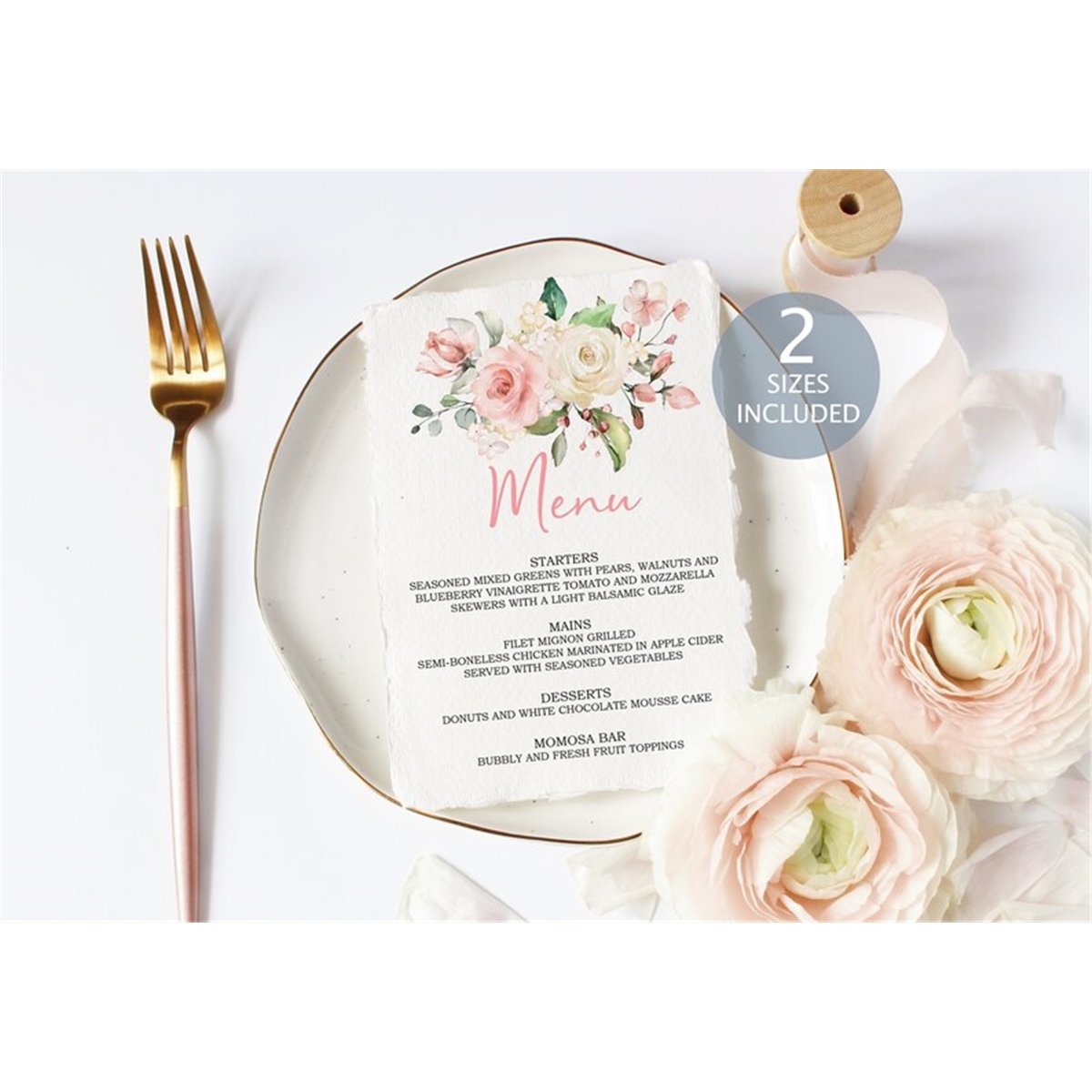 Blush Pink Menu, 100 Editable, Printable Baby Shower Templat | Inspire ...