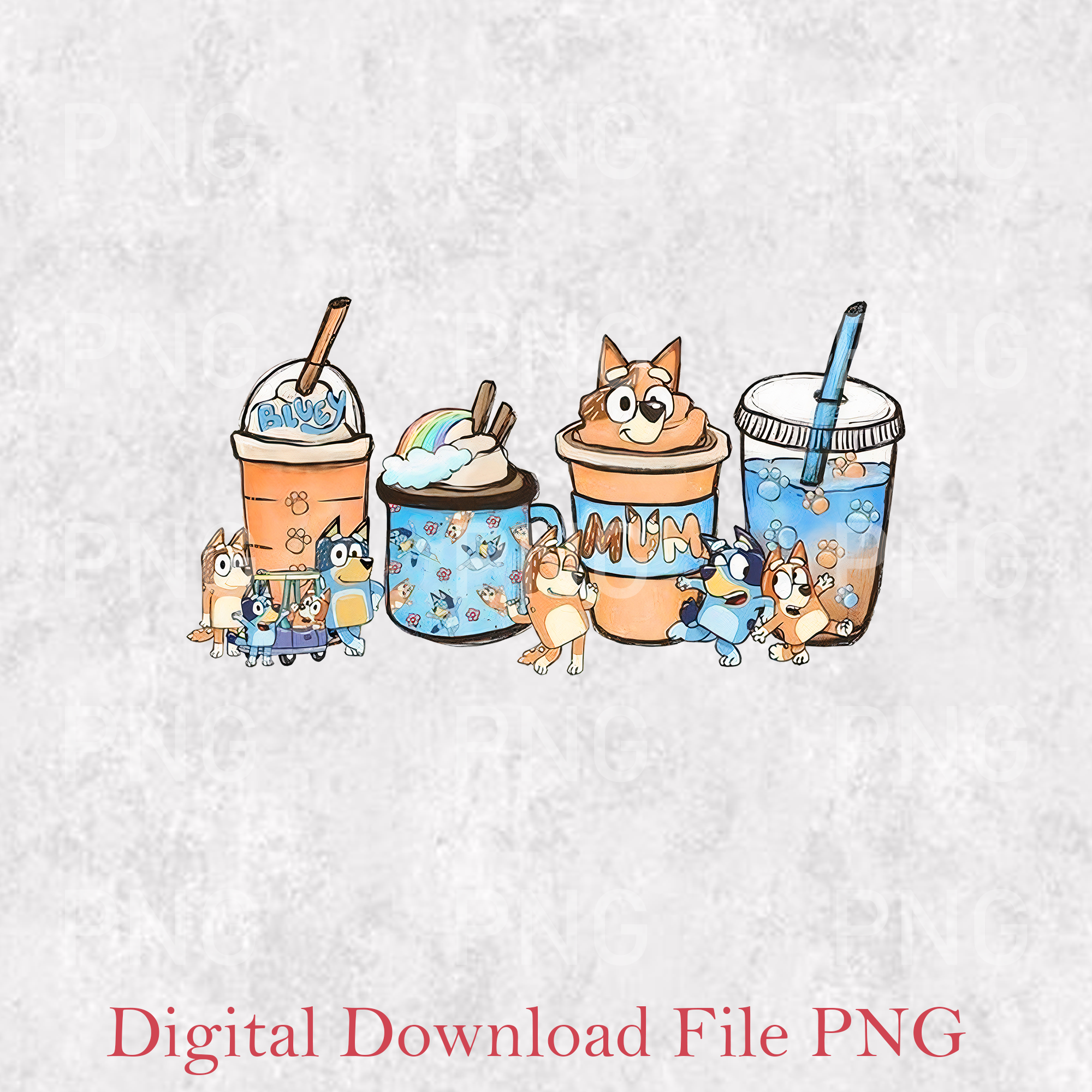 Bluey Mom Bingo Coffee PNG, Bluey Family PNG, Bluey Iced Cof - Inspire ...