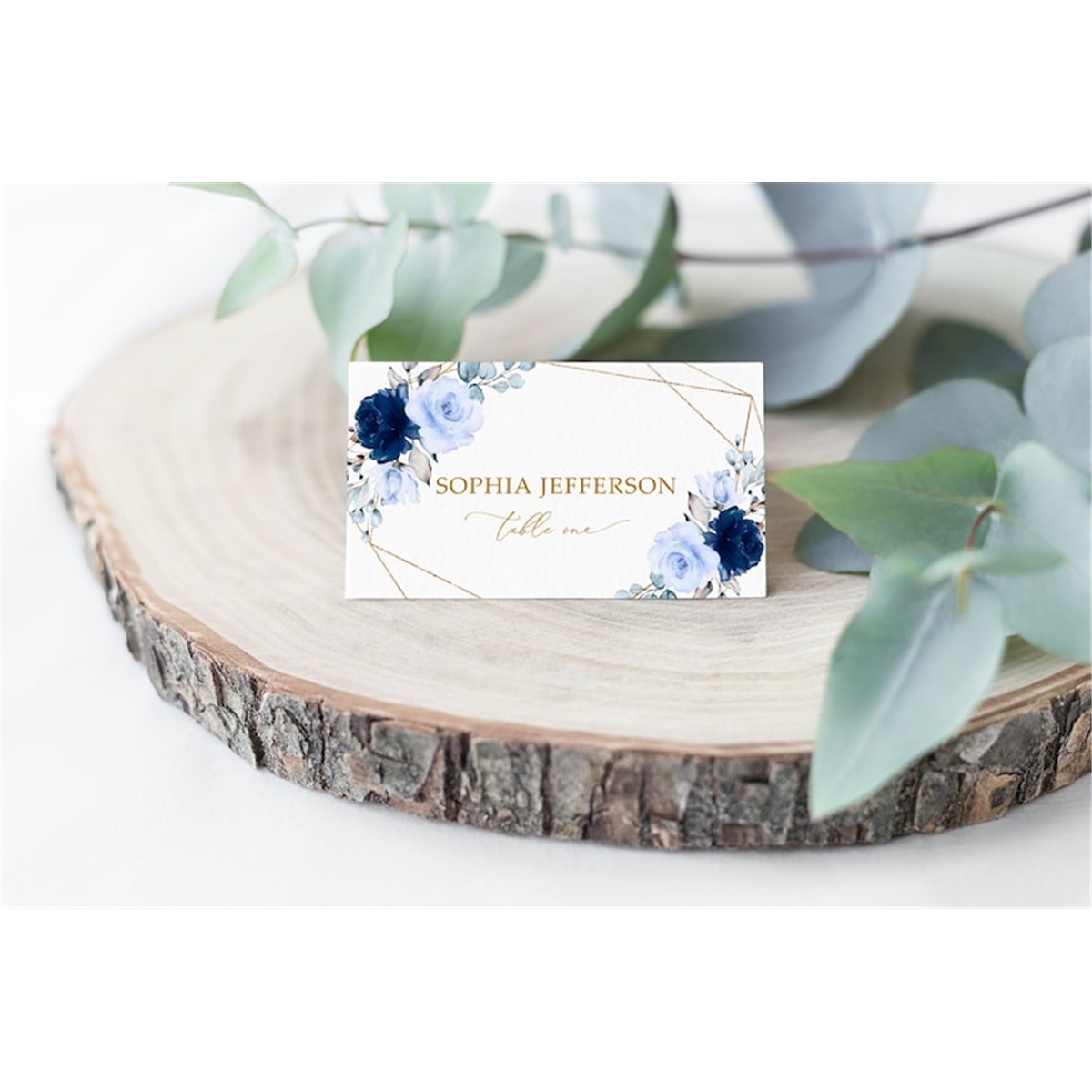 Navy Blue & Gold Floral Place Cards, EDITABLE Template, Prin | Inspire ...