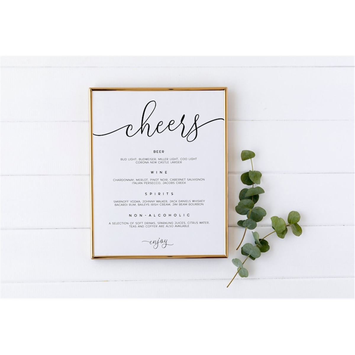 Wedding Cheers Bar Sign, EDITABLE, Printable Calligraphy Bar | Inspire ...