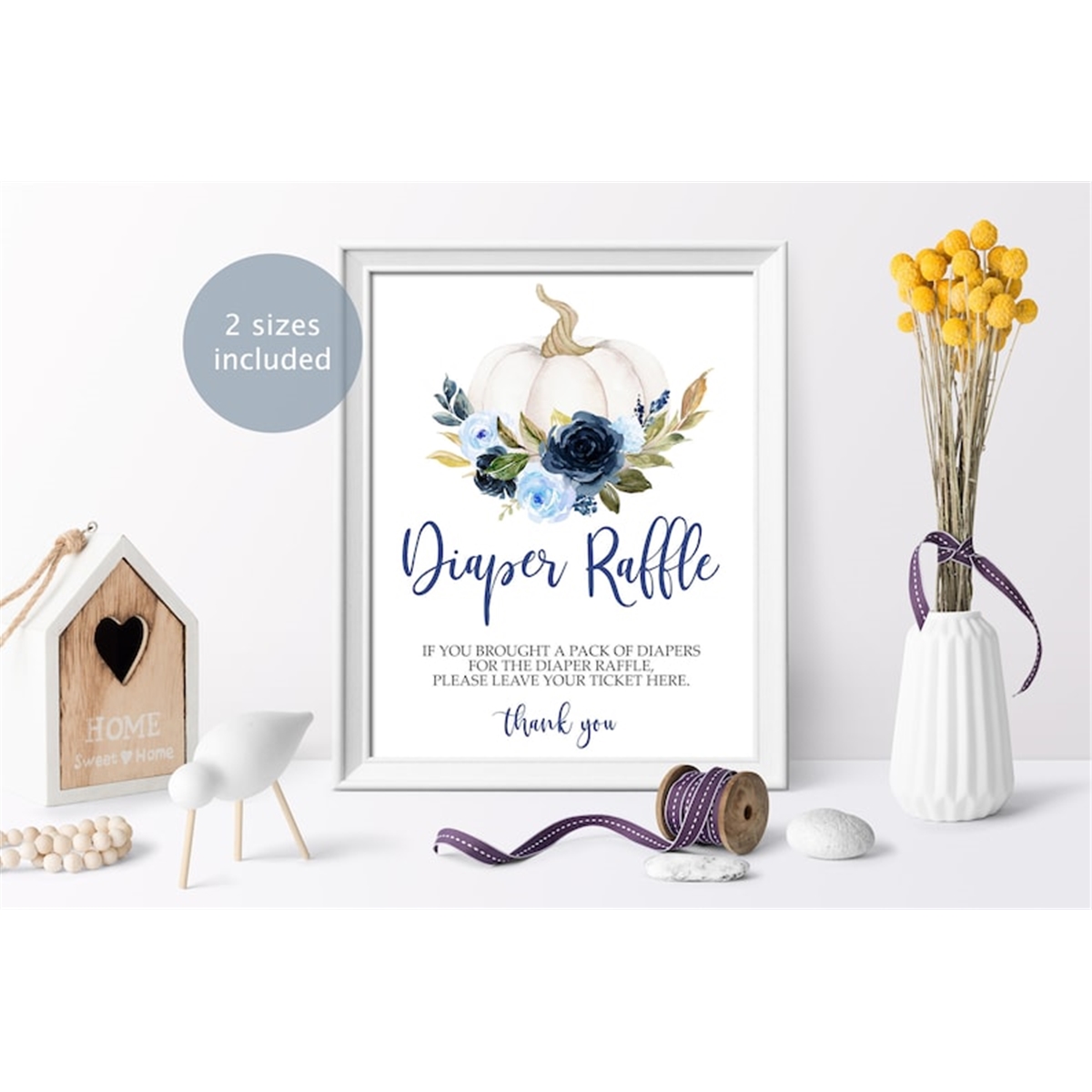 Blue Pumpkin Baby Shower Diaper Raffle Sign, Fall Printable | Inspire ...