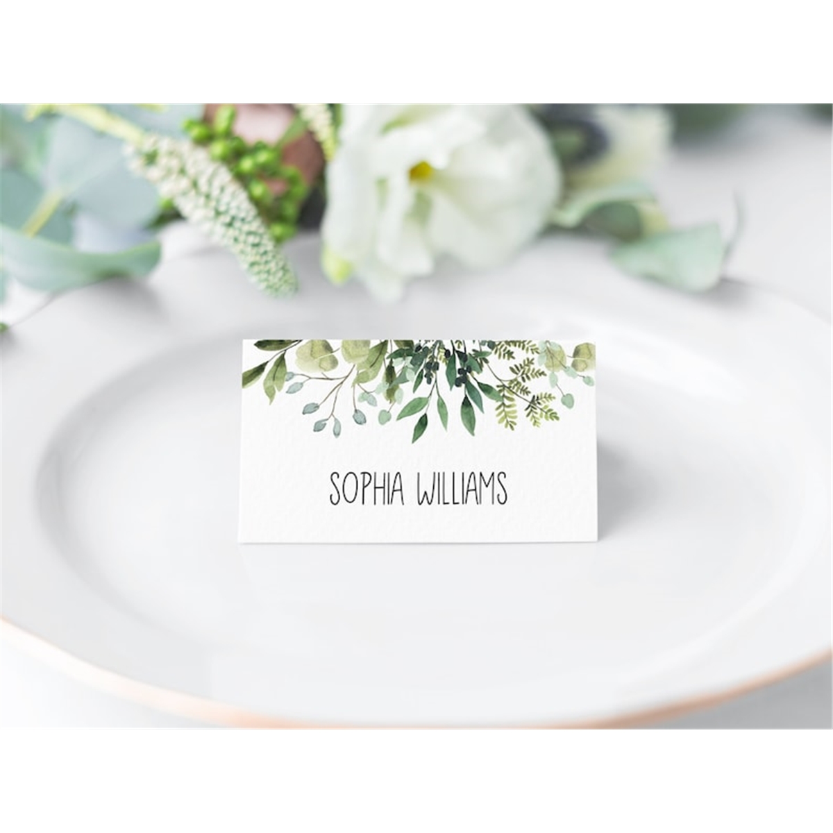Greenery Place Cards, EDITABLE, Printable Place Card Templat - Inspire ...