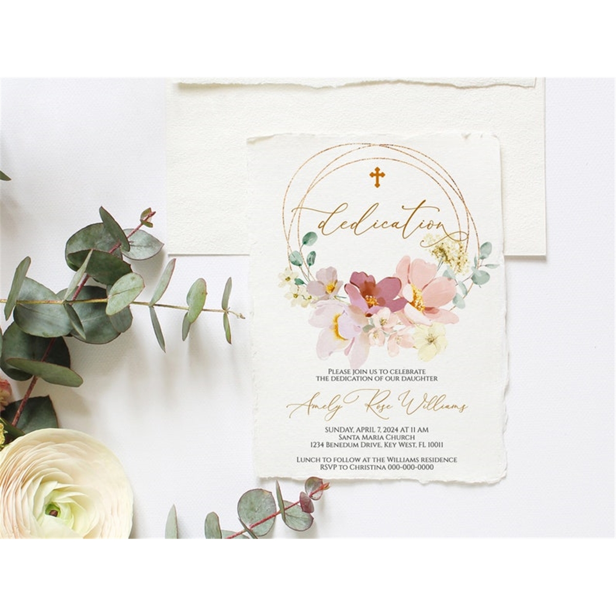 Wildflowers Dedication Invitation, EDITABLE Template, Printa | Inspire ...