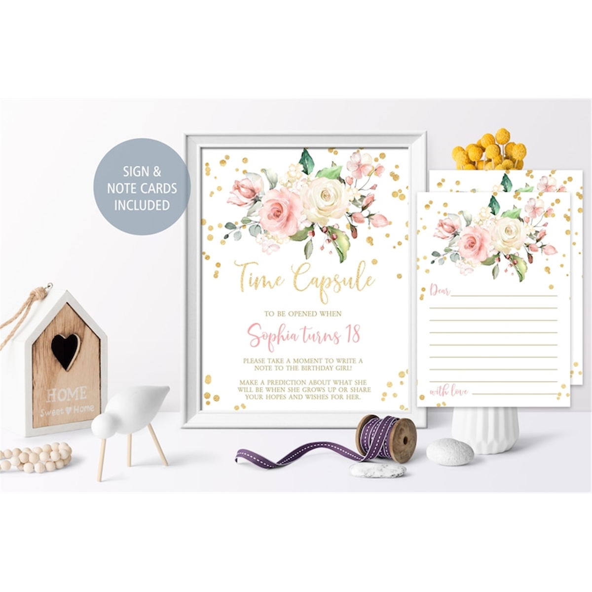 Time Capsule Sign with Matching Printable Message Cards, EDI | Inspire ...