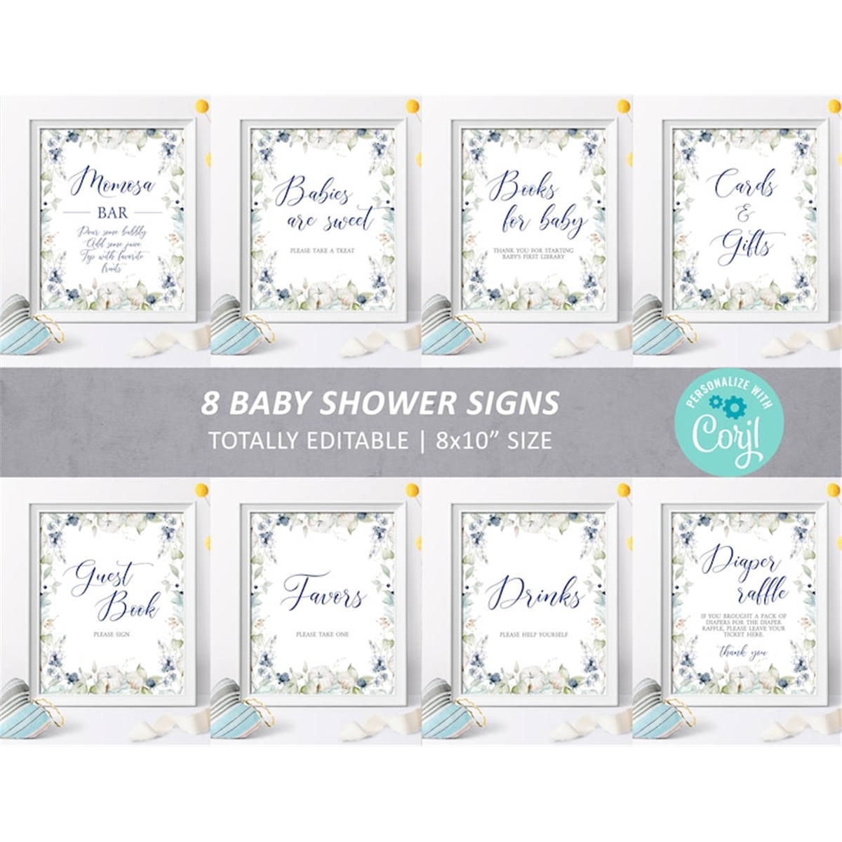 Winter Baby Shower Sign Pack, Printable Custom Package Bundl - Inspire ...