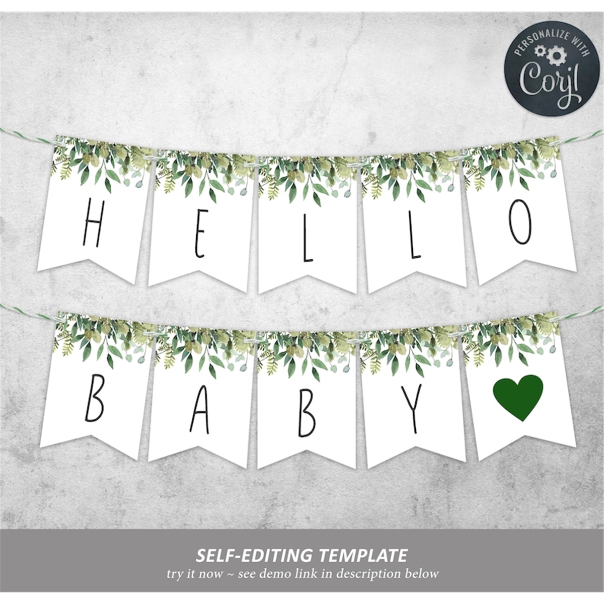 EDITABLE Alphabet Banner Template, Greenery Printable Baby S | Inspire ...