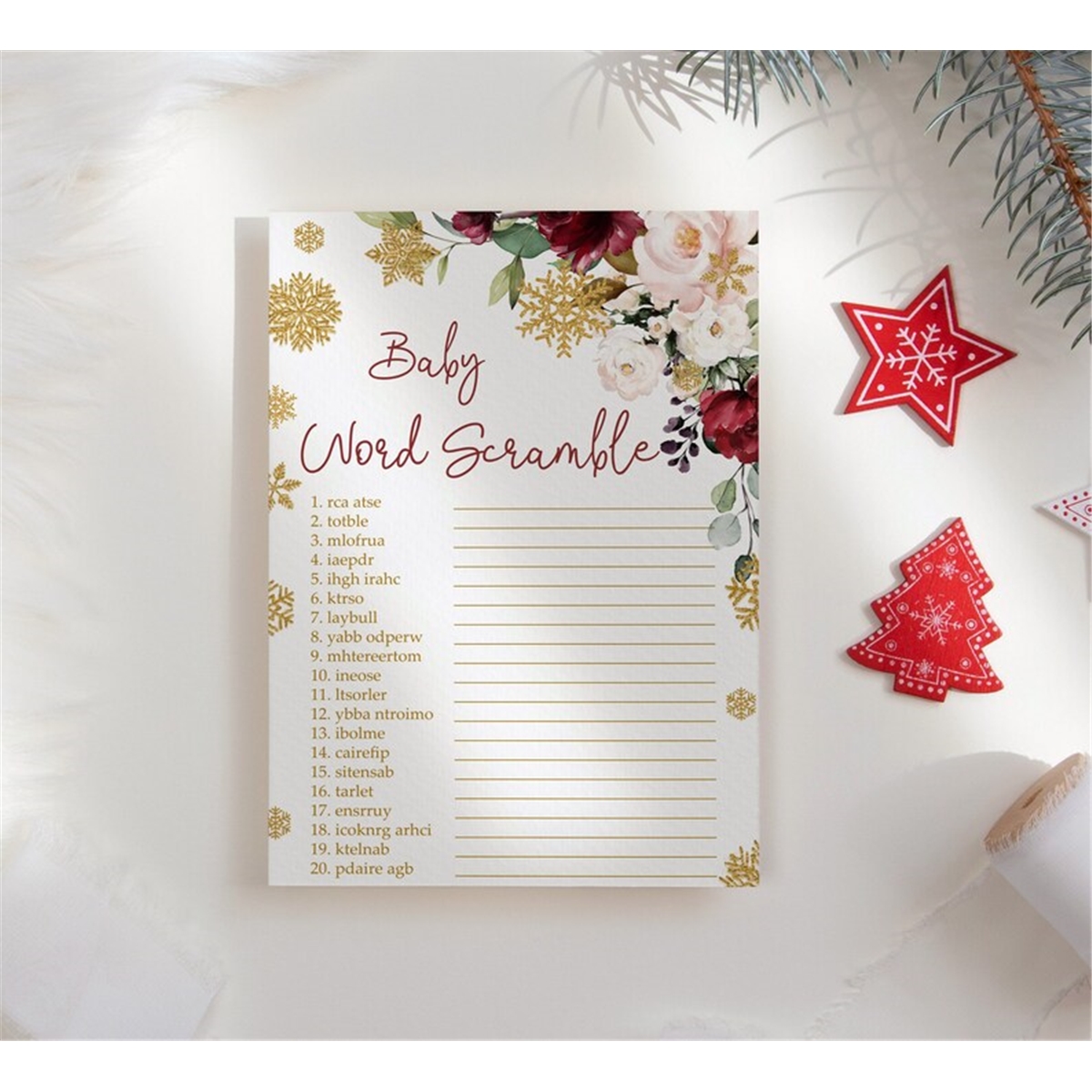 Baby Word Scramble Game, Printable Christmas Baby Shower Wor - Inspire ...